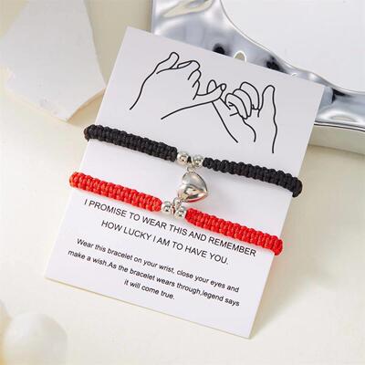 2Pcs/Set Romantic Heart Magnetic Attract Couple Bracelet For