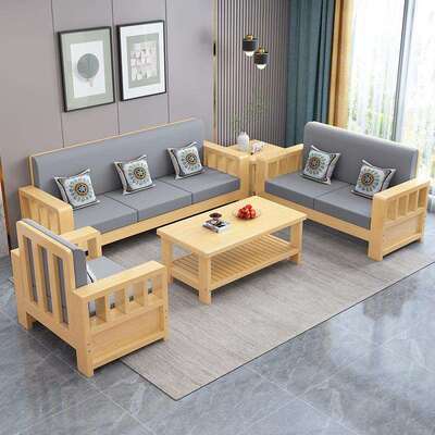 实木沙发全实组合农村厅木椅小XHB型户木现代简约客冬夏两用实木