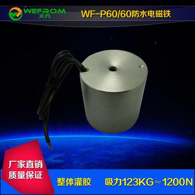 厂家直销吸盘式电磁铁WF-P60/60吸力120kg 1200N灌胶防水直流12V