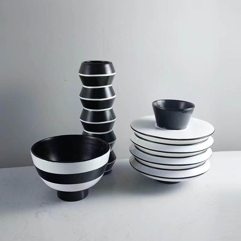 现代简约插干花花瓶摆件餐桌茶几家居软装饰品斗笠碗花器创意精致