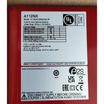 E2S A112NAC230AA0A1R(A112NAC230R)报警器110V到240V交流 红色