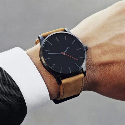 hot sale big dial men sports watch PU leather quartz men wri
