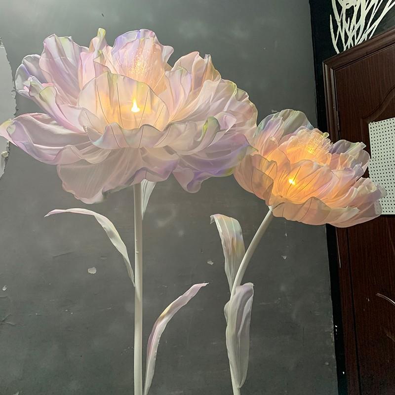 自动开合花灯仿真感应花瓣落地摆件婚礼氛围拍照道具装饰布置美陈