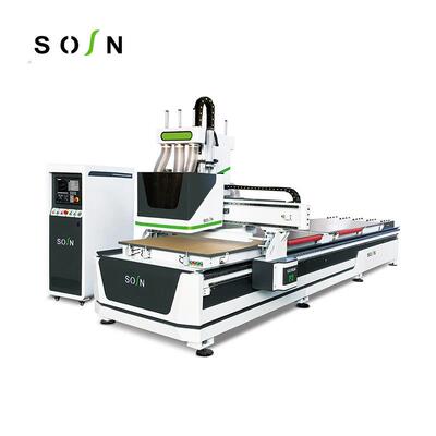 板式家具数控开料机SXA1350P-2两工序双工位+排钻组开料机