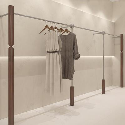 高档服装胡展示架上墙DK-21024陈列架桃木纹货架落锈地中岛架不钢