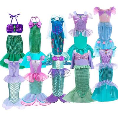 Girls Little Mermaid Halloween Princess Costume Children