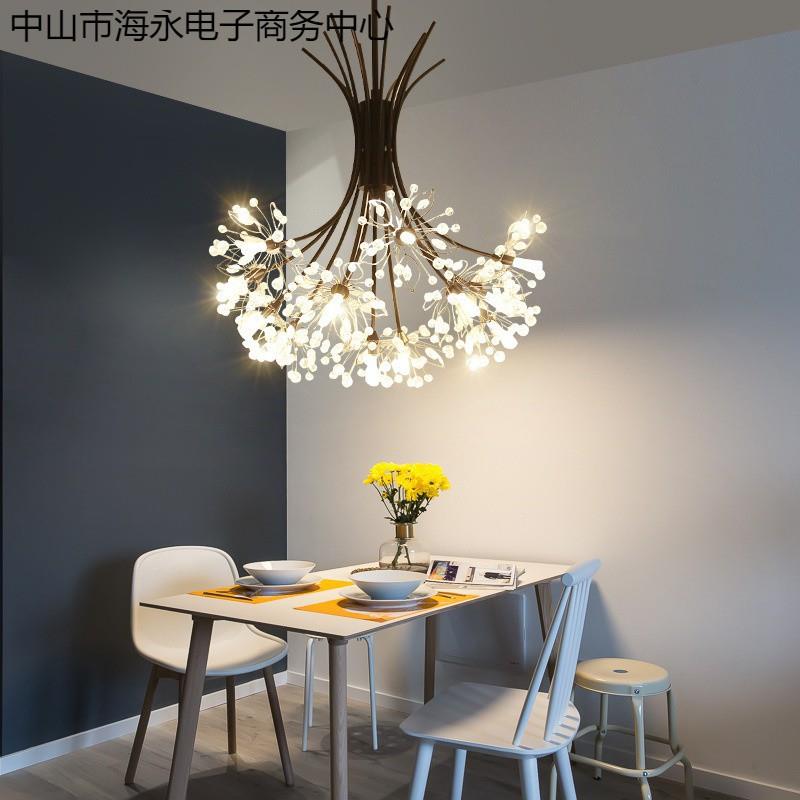 北欧灯饰后现代简约卧室餐厅轻奢水晶创意个性客厅蒲公英装饰吊灯