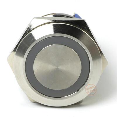 一佳不锈钢金属按钮防水按钮开关带灯自复位GQ25-11E 25mm220V24V