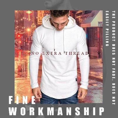 Men Hoodie Cotton Sweat Absorbing Hooded Sweatshirt Long