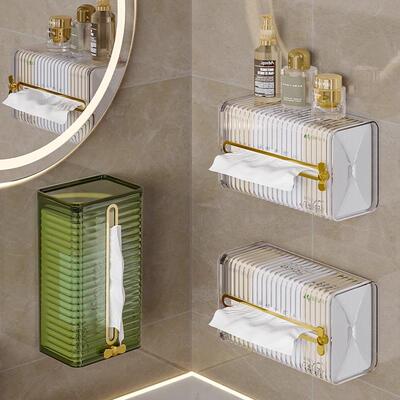 Luxury Tissue Box Wall-Mounted Face Towel Storage Box for Ba