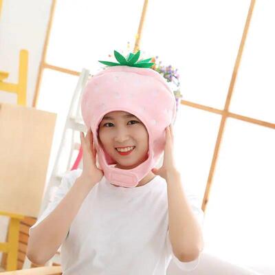 Funny Food Hat for Party, Red, Pink, Strawberry Headdress,