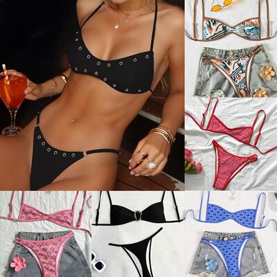 Coastal Ribbing Bandeau & High-Rise Bottoms Bikini Sets