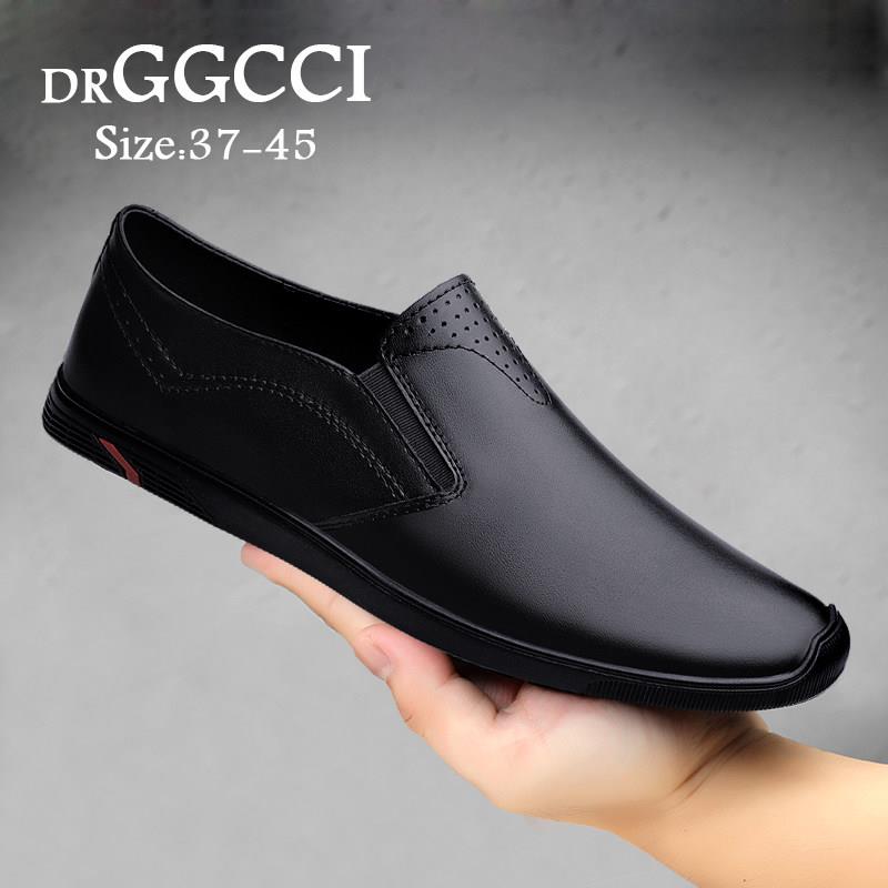 DRGGCCI男鞋新款软底真皮男休闲鞋透气豆豆鞋一脚蹬乐福鞋男皮鞋