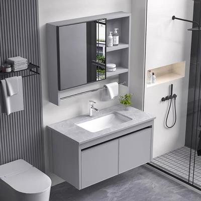加厚铝合金浴室柜一体陶瓷洗脸盆柜组合卫生间洗手盆洗漱台卫浴柜