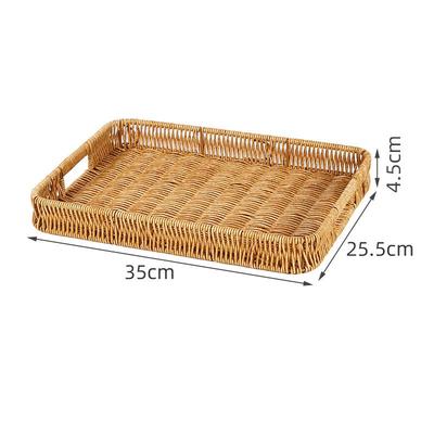 手工编织仿藤塑料圆形水果篮子零食面包收纳篮家用收纳杂物储物筐