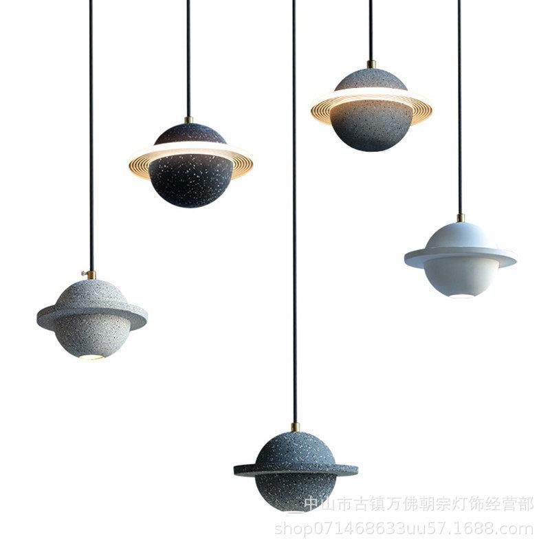 工业风水泥星球小吊灯创意简约餐厅咖啡店吧台头个性卧室床头灯