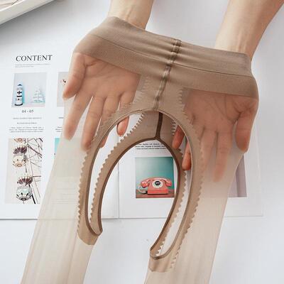 涞觅肤免脱开档丝袜夏季超薄款女纯欲性感黑丝防勾丝隐形开洞无裆