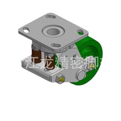 用型抗冲击重型轮带减震功能铁弹簧减震聚氨酯芯553轮P通U脚轮