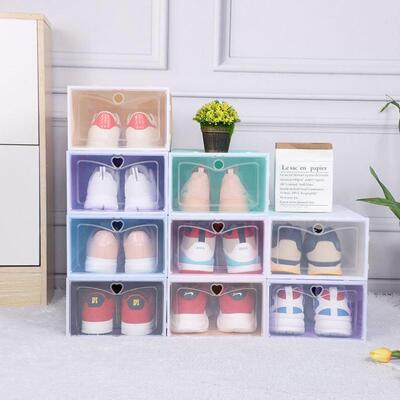 3PCS Transparent plastic shoe box dustproof Shoes cabinet