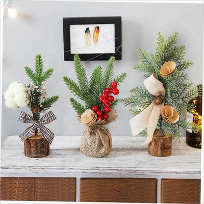 Tabletop window mini Christmas tree potted scene decoration