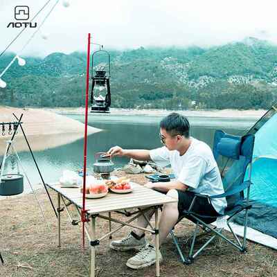 面户露营桌面地小灯杆铝金AT5508摆摊桌超轻便携灯架可折叠马灯合