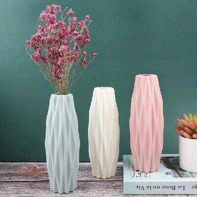 Flower Vase Decoration Home Plastic Vase White Imitation