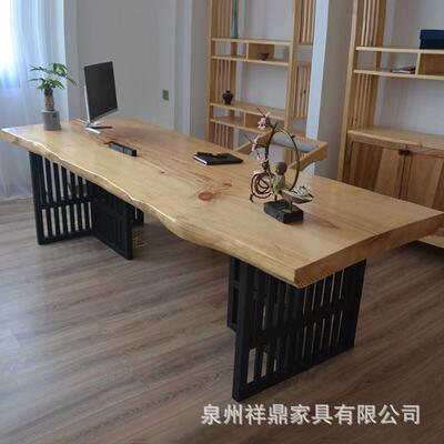 北欧实木办公桌商用原木老板桌茶厅泡茶桌家用台式电脑桌大板桌