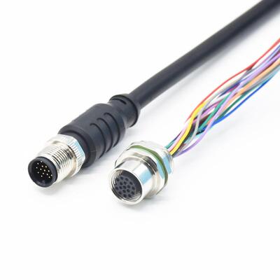 信号防水连接器M12-17P公母插头线注塑成型接头m12 3芯4P5孔8针12