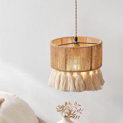 波西米亚麻绳吊灯卧室床头柜复古流苏装饰灯餐厅灯吧台阳台氛围灯