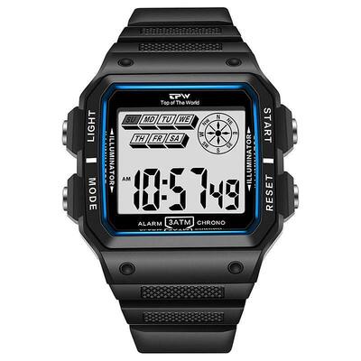 Shock Resistant Digital Watches 3ATM Rectangle Dial Tough St