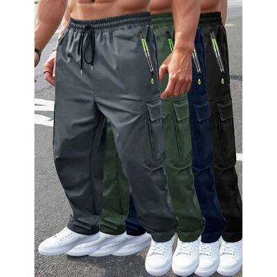 Men's Casual Work Pants Set - 2 Pieces - with Zippered