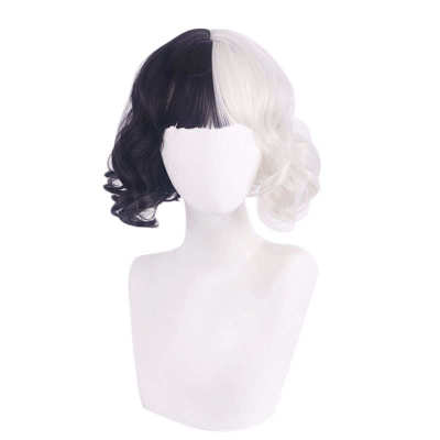 decos伊拉 vil 黑半白半 假发cruella新款库库魔女假发伊拉假发