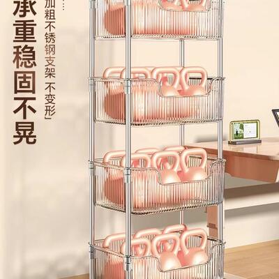 F99S7978小书本收架落地可移带轮亚克力推车放纳书包动书桌旁家用