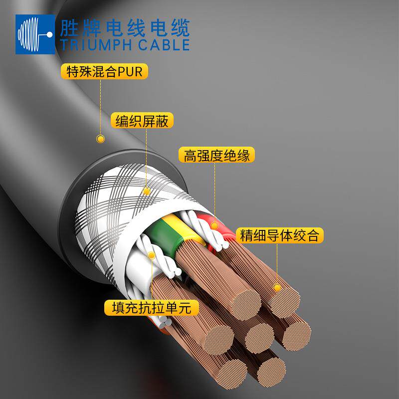 800万次通信设备数据传输PUR耐油耐磨抗紫外线屏蔽线 TRVUP-0.2MM