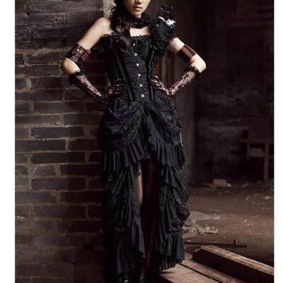 Punk Gothic Dark Irregular Dress 朋克哥特暗黑不规则半身长裙