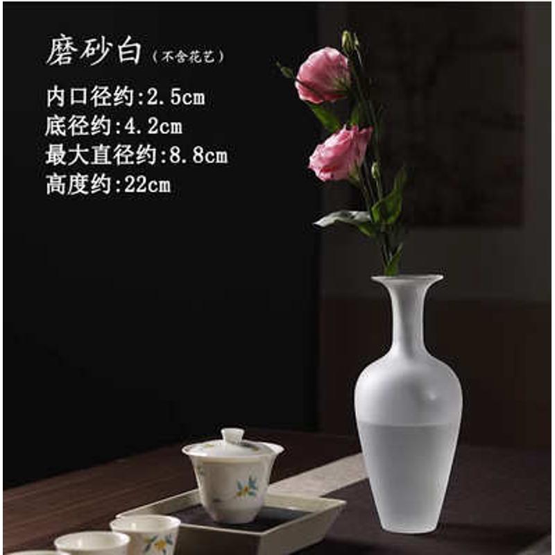 禅意磨砂摆件桌面客厅新器器皿装饰花瓶玻璃花 批发 中式插花