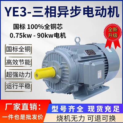 节能电机380V三相异步电动机45w/7.5/5/55W75千瓦三相电机马达