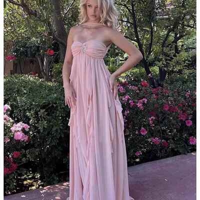 Hanging Neck Strapless Long Sleeveless Dress Sexy Irregular