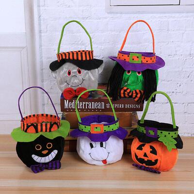 Creative Halloween collection woven pumpkin candy jar bucket