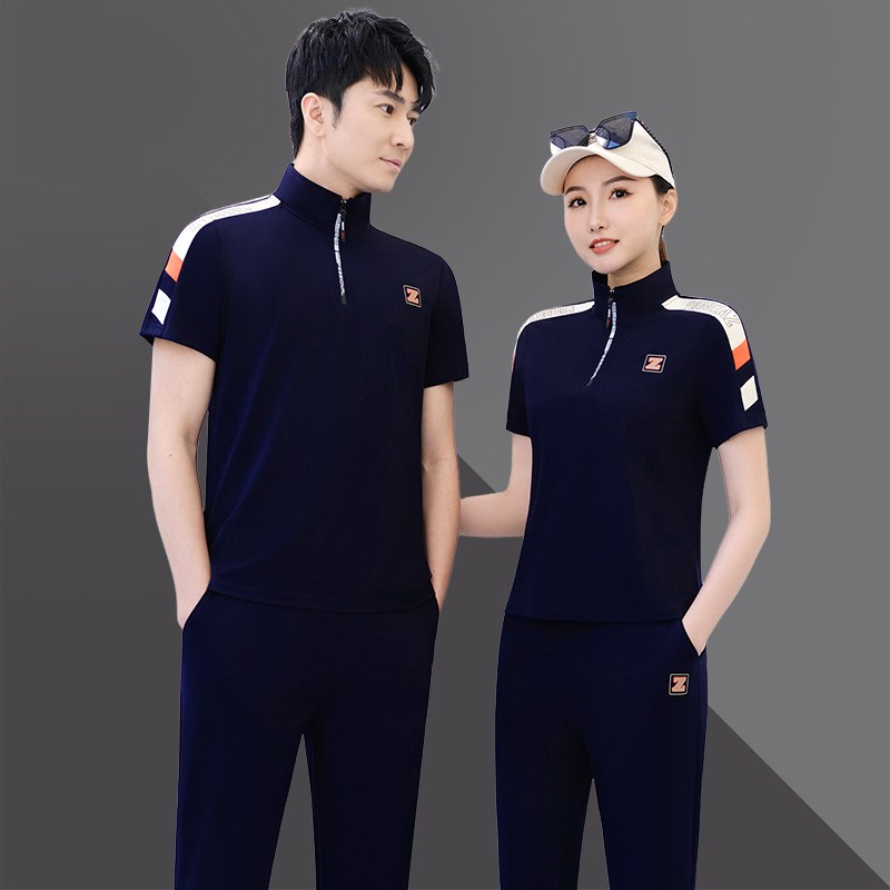 冰丝运动套装男士夏季短袖长裤侣运动服男情女89982084休闲两跑步