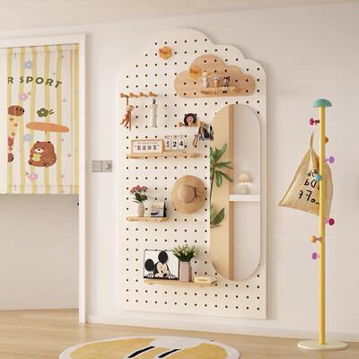 洞洞板置物架衣隐藏式穿镜造实木衣柜推拉型入户玄关RIS洞墙洞板