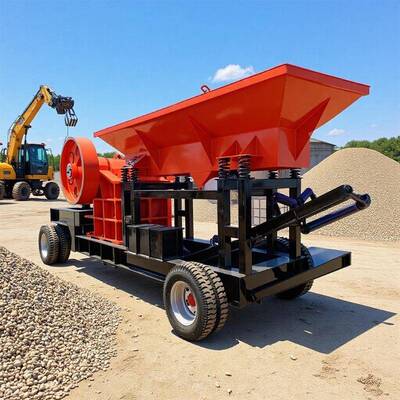 PE400x600柴油移动颚式破碎机时产40-60吨花岗岩鹅卵石粉碎设备