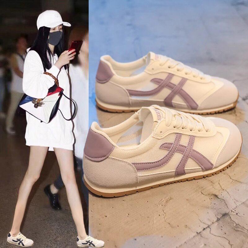 香港真皮网面芭蕾德训鞋女夏季薄款2025新款平底休闲 运动阿甘板