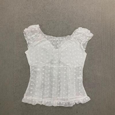 Women's Sweet Cute Ruffle Button Front Off Shoulder Blouse