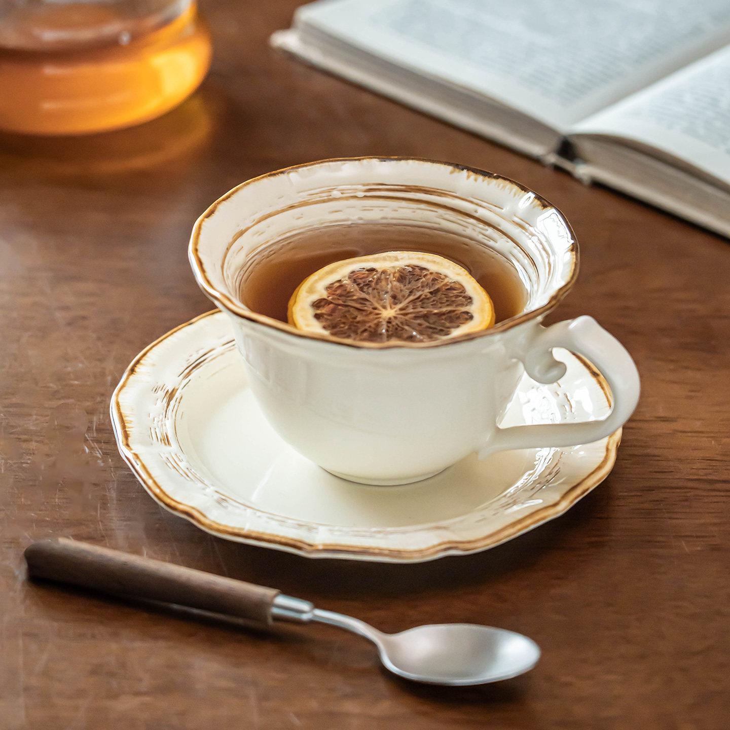 咖啡杯碟法式复古陶瓷马克杯水杯高颜值家用轻奢茶杯子泡茶品茗杯