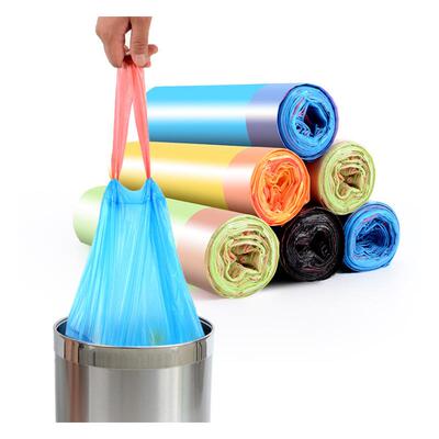 Color-coded drawstring trash bags, convenient and effortless