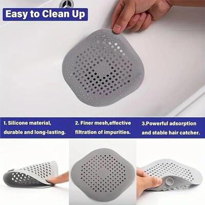 Durable Silicone Square Shower Drain Cover Prevents Sink Clo