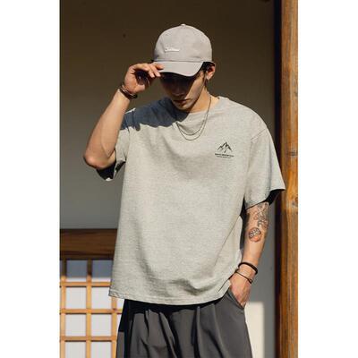 BDCT 日系山峰印花百搭休闲 T恤短袖男夏季潮流宽松纯棉圆领T恤衫