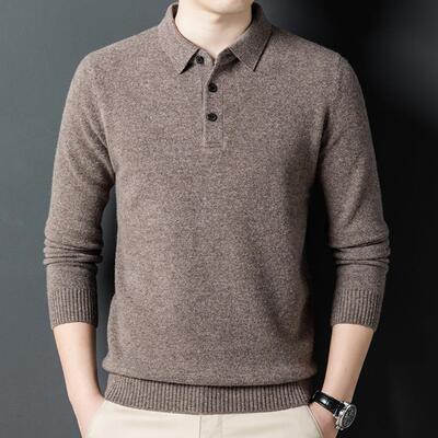 高时尚秋冬羊毛衫务式厚男款保暖爸爸装5709-YA毛衣商休闲翻端领