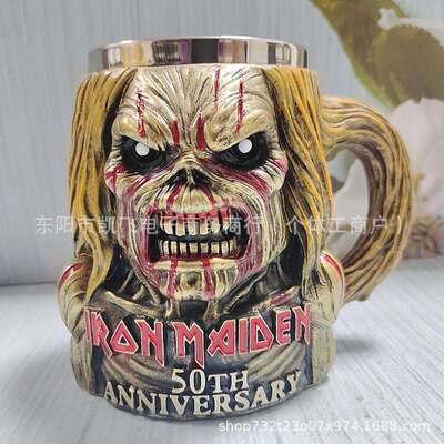 跨境新品Iron Maiden乐队50周年纪念 Eddie 3D树脂马克杯立体效果